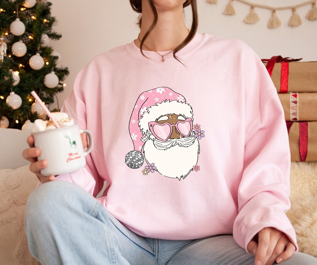 Disco Black Santa Sweatshirt, Black Santa Hoodie, Funny Santa Claus ...