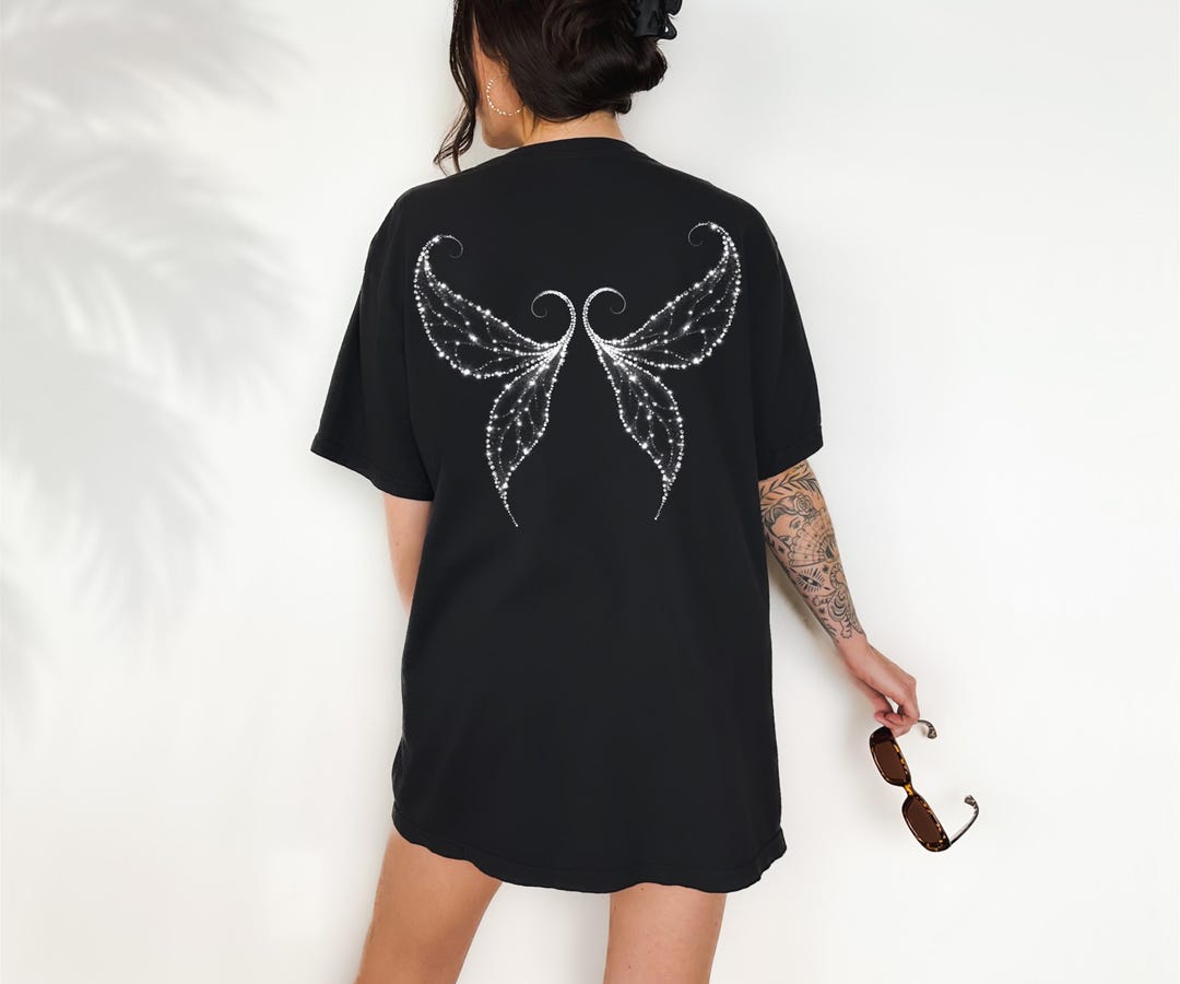 Shining Silver Angel Wings Shirt, Star Sparkle Wings T-shirt ...