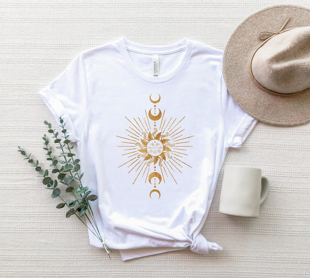 Mystical Moon and Sun Shirt, Boho Sun and Moon T-shirt, Moon Phase ...