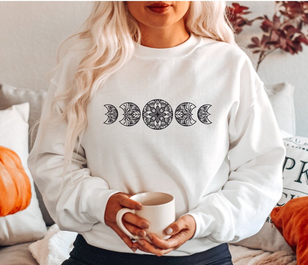 Aesthetic Moon Phases Sweater, Moon Phases Graphic Sweatshirt, Mystic ...