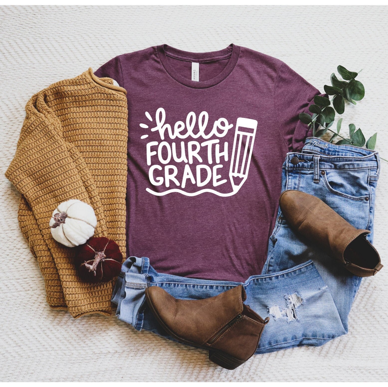 Back to School T-shirt, Cute Fourth Grade Shirt, Hello Fourth Grade T ...
