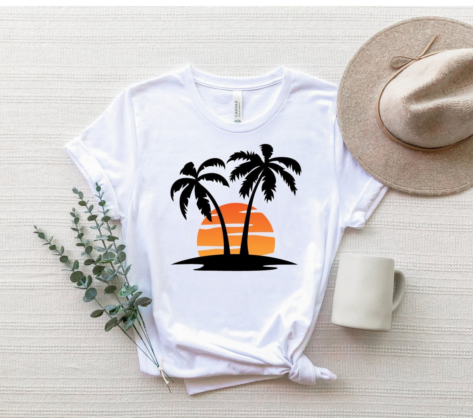 Retro Tropical Sunset Shirt Sunset and Palms Shirt Palm Tree - Etsy