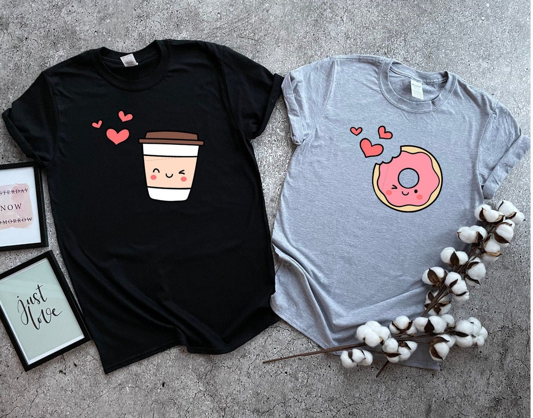 Couples Donut and Coffee Matching Shirts, Donut and Coffee T-shirt ...
