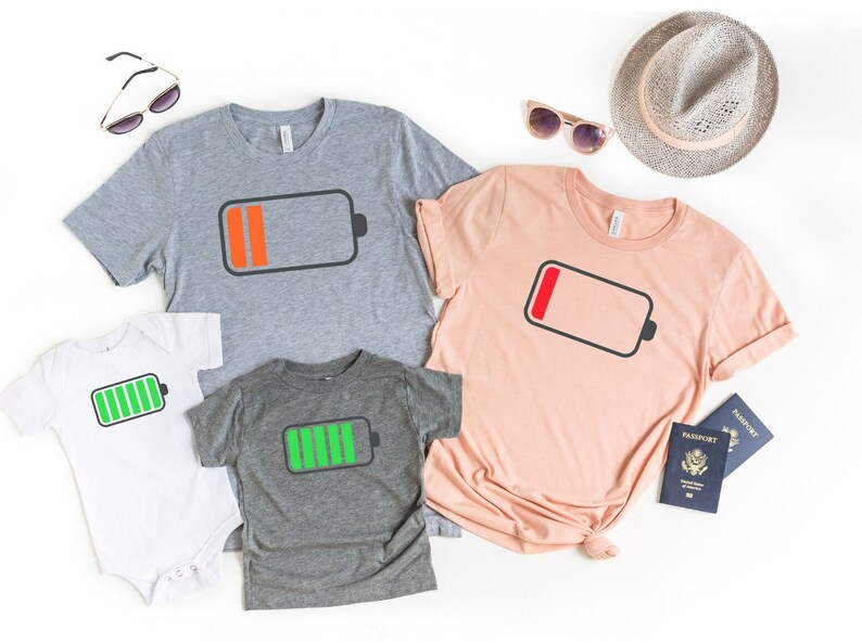 Battery Family Shirts, Low Battery Full Battery Shirt, Funny Family ...