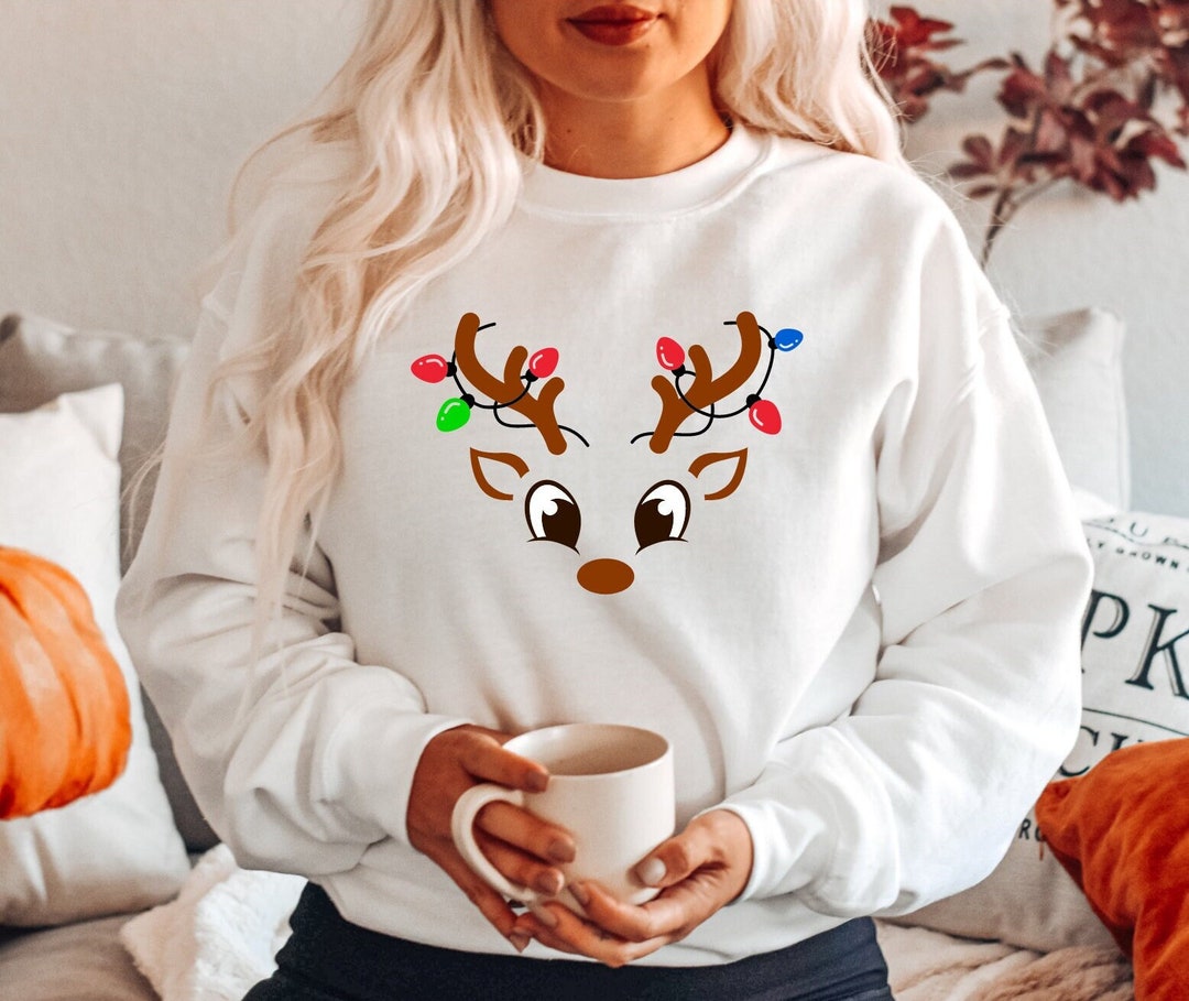 Cute Christmas Reindeer Lights Sweatshirt, Reindeer Lights Hoodie ...