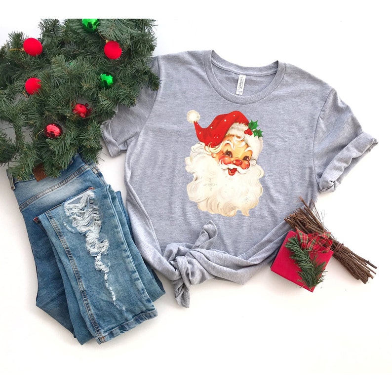 Cute Santa Face Shirt, Vintage Santa Claus T-shirt, Christmas Santa ...