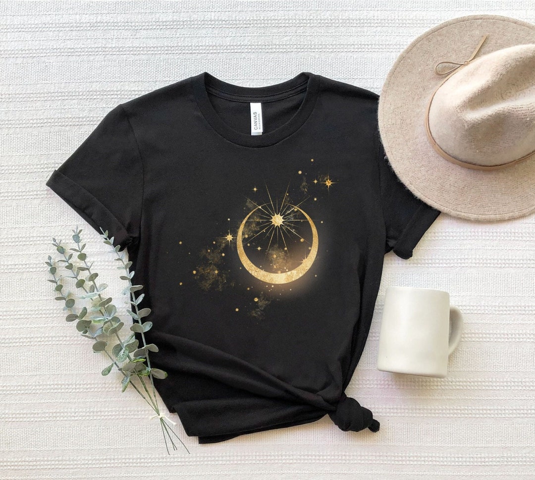 Sun and Moon Galaxy Shirt, Golden Sun and Moon T-shirt, Sun Moon ...