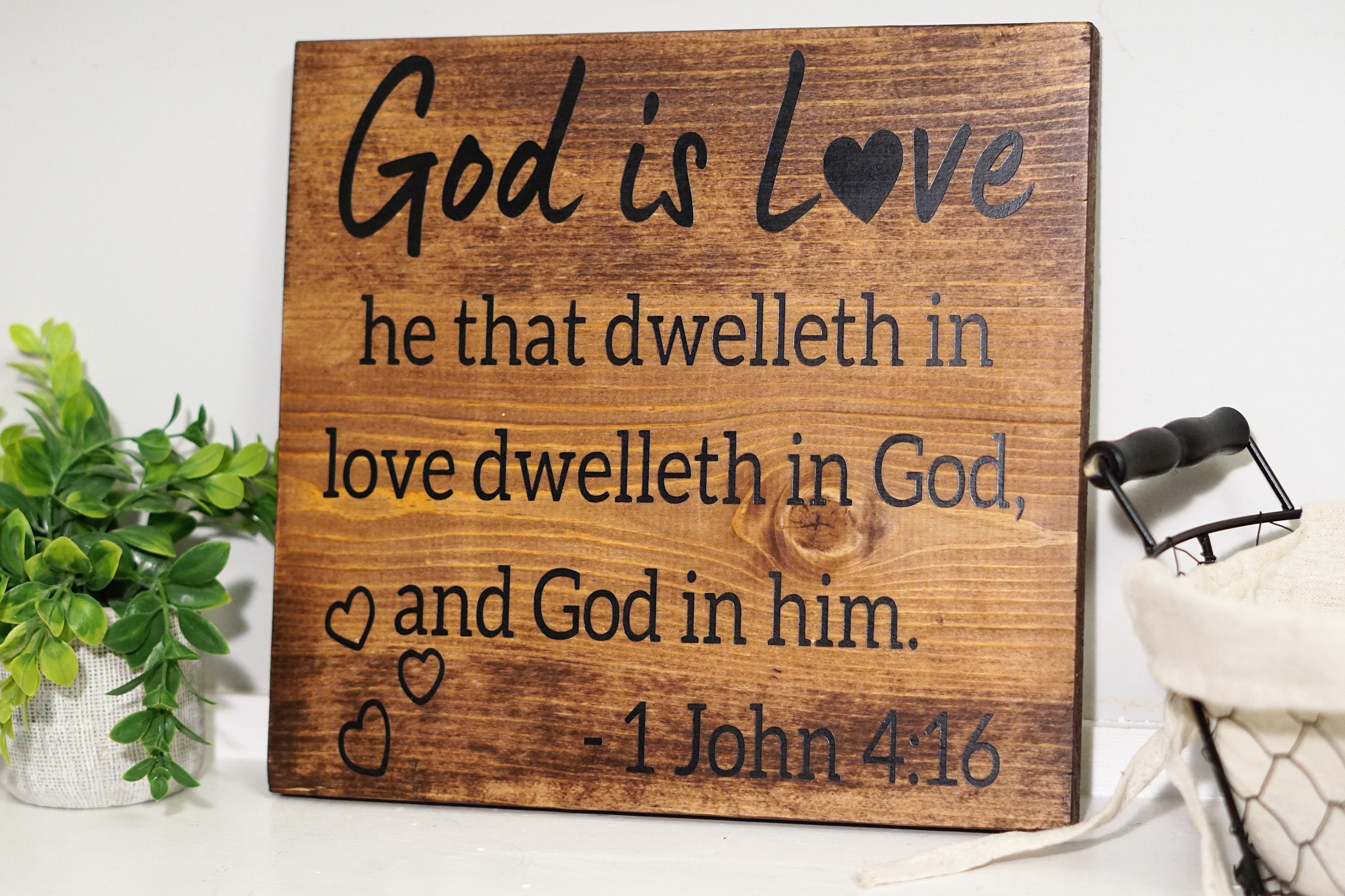God is Love Wood Sign Christian Home Decor Bible Verse - Etsy