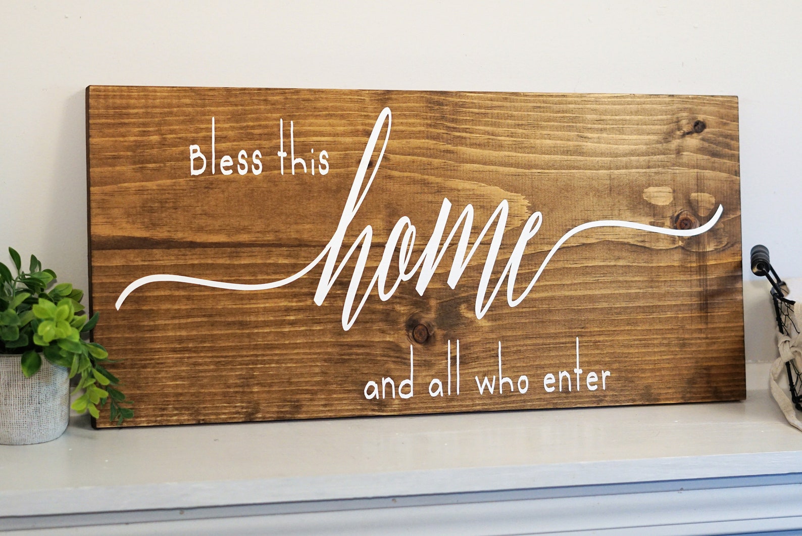 Christian Home Decor | Bless This Home and All Who Enter | Wood Sign ...