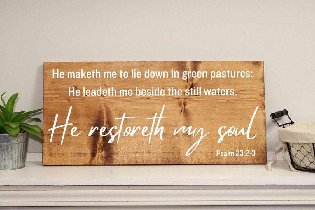 He Leadeth Me Wood Sign - Christian Home Decor - Bible Verse Sign ...