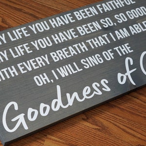 Goodness of God Wood Sign Christian Home Decor Song Lyric Wall Hanging ...