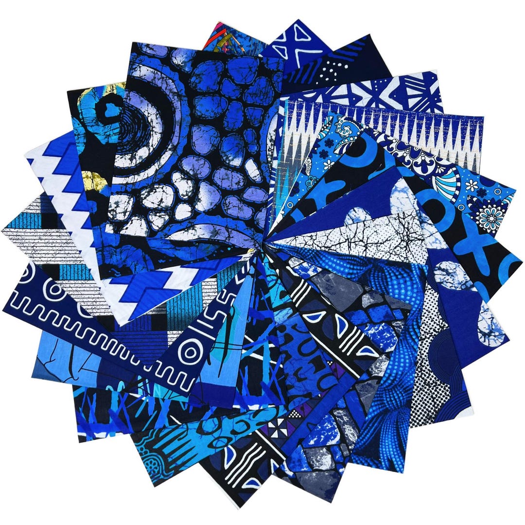 Blue African Fabric Fat Quarter Bundle: Ankara Print Cotton for ...