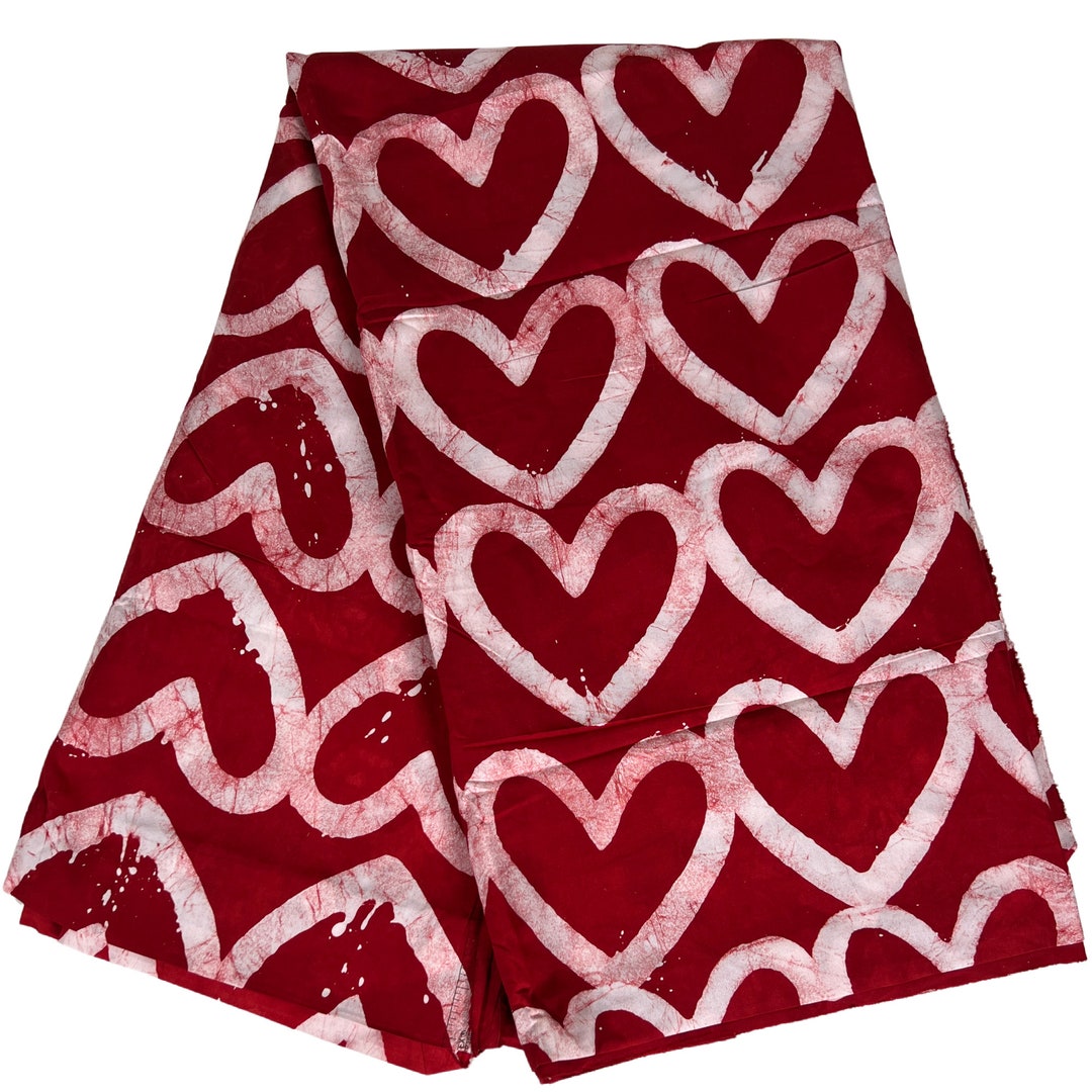 African Adire Batik Hand Dyed Love Heart Design Soft 100% Cotton 4.5 ...