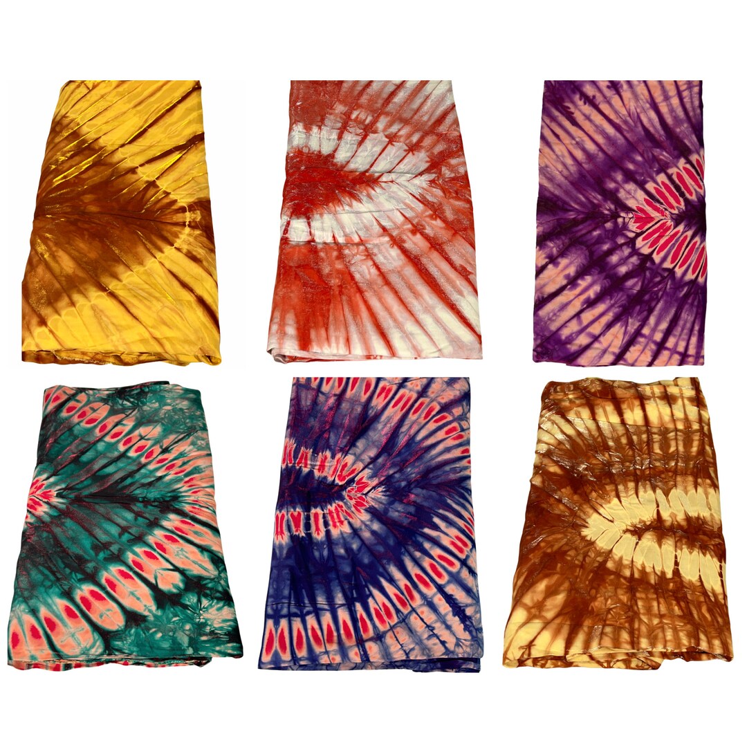 Adire Glitters African Silky Glittering Crepe 4 Yards Tie Dye Silky ...