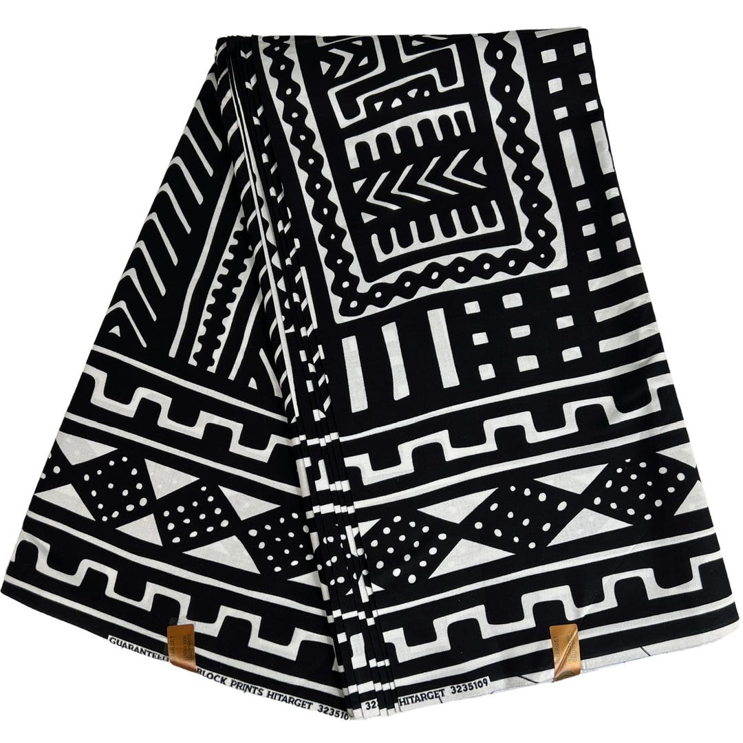 Black & White African Print Fabric: Cotton Ankara Sewing Material - Etsy