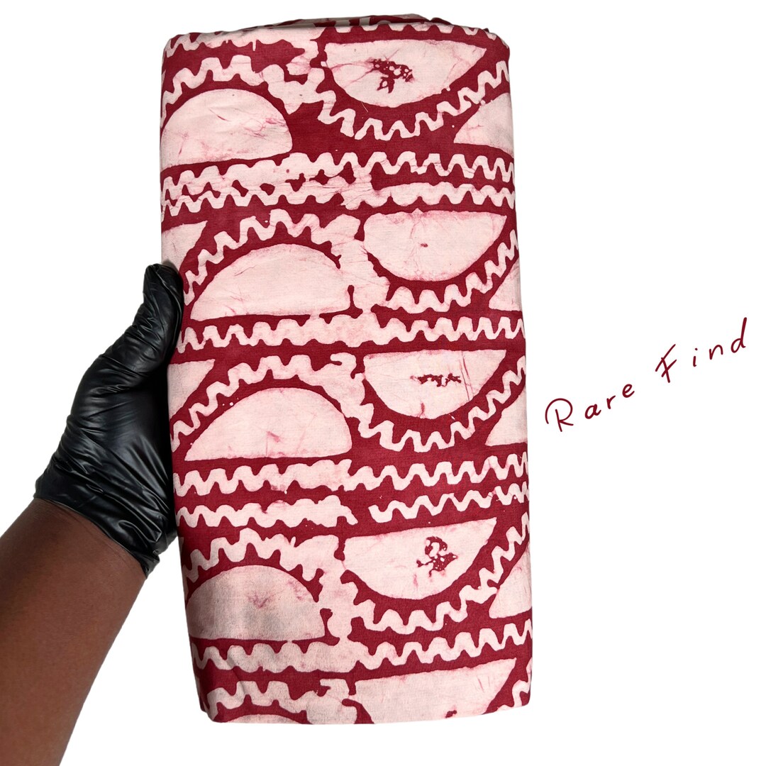 African Adire Batik Hand Dyed 100% Cotton 4.8 Yards Reddish Colour ...