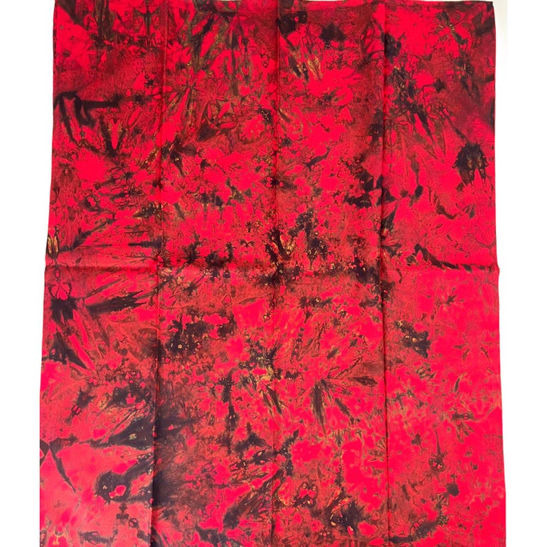 Hand-dyed Crack Adire African Cotton Fabric: Red & Black Tie Dye, 2.9 ...