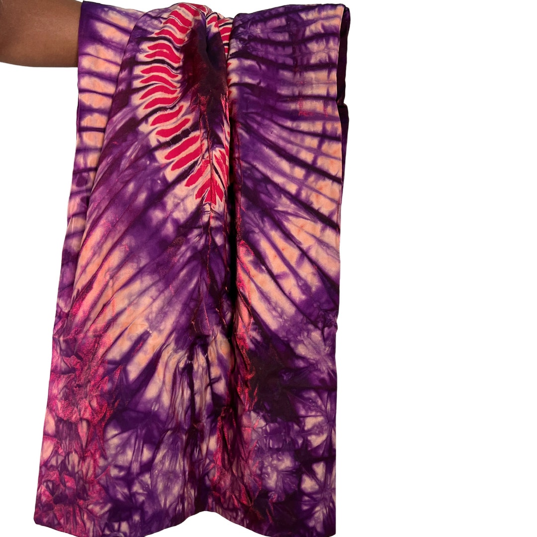 Adire Glitters African Silky Glittering Crepe 4 Yards Tie Dye Silky ...