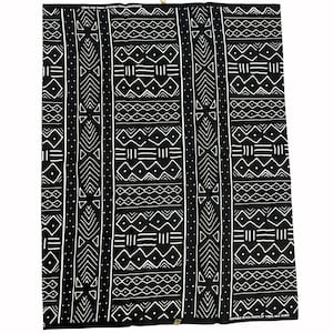 African Fabric Tribal Ethnic Print 100% Cotton Black and White Ankara ...