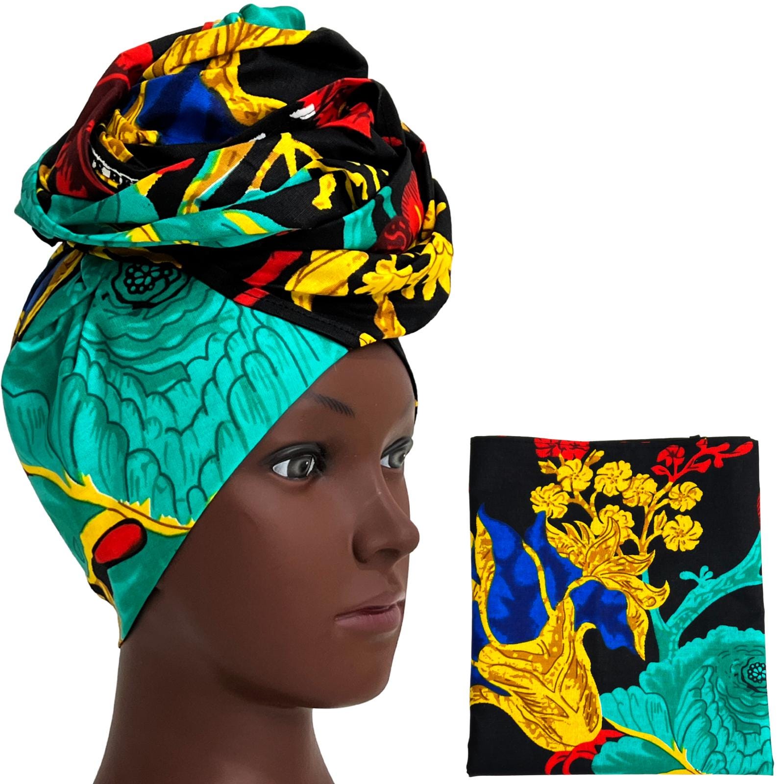 African Head Wrap – Cotton Ankara Head Scarf 21x71, Choose Your Style ...