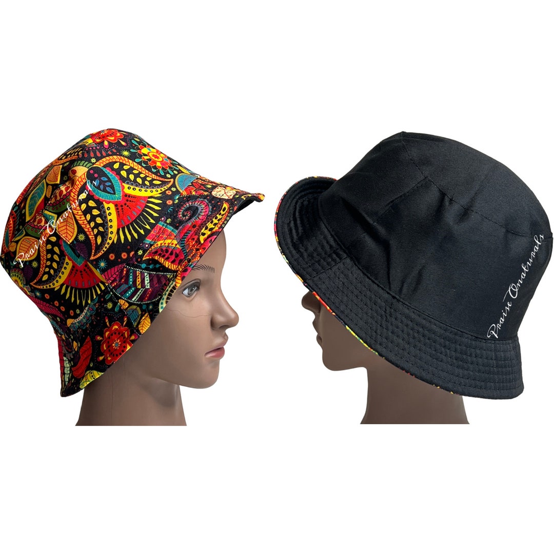 Adults Reversible Bucket Hats Summer Sun Caps Beach Canvas Travel ...