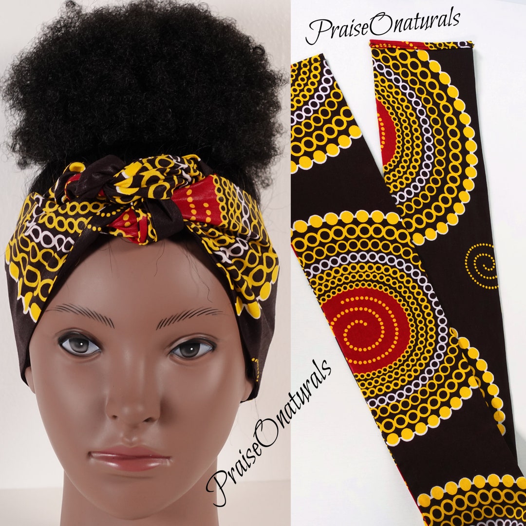African Fabric Head Wrap Hair Tie/bow/headband/workout Hair Tie/head ...