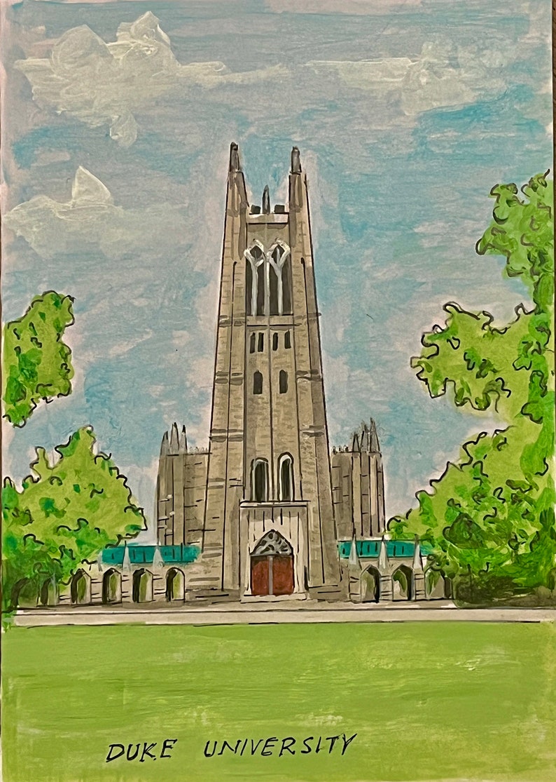Duke University Chapel - 5"x7" Printed Cards From Original Painting - Etsy