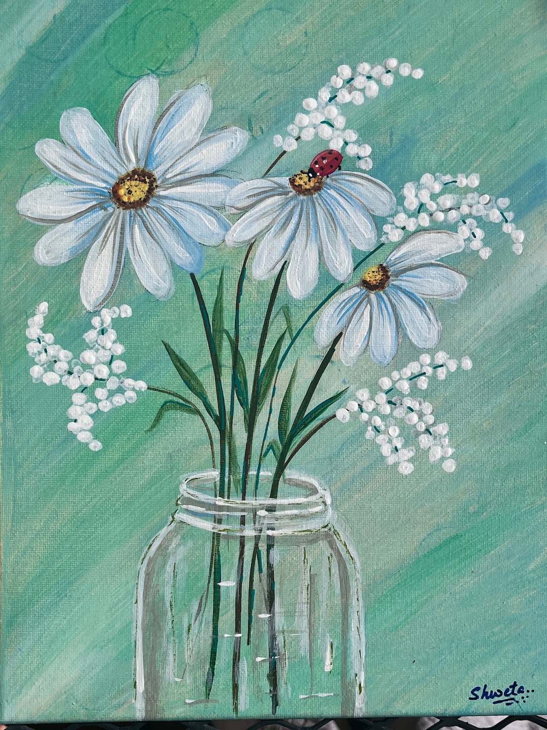 Daisy - Original Acrylic Painting on 9"x12" Canvas - Etsy
