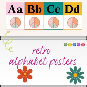 RETRO Alphabet Posters | Retro Alphabet Cards | Groovy Classroom Decor ...