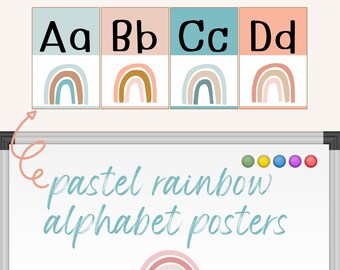 Classroom Alphabet Posters | Pastel Rainbow | Classroom Decor - Etsy