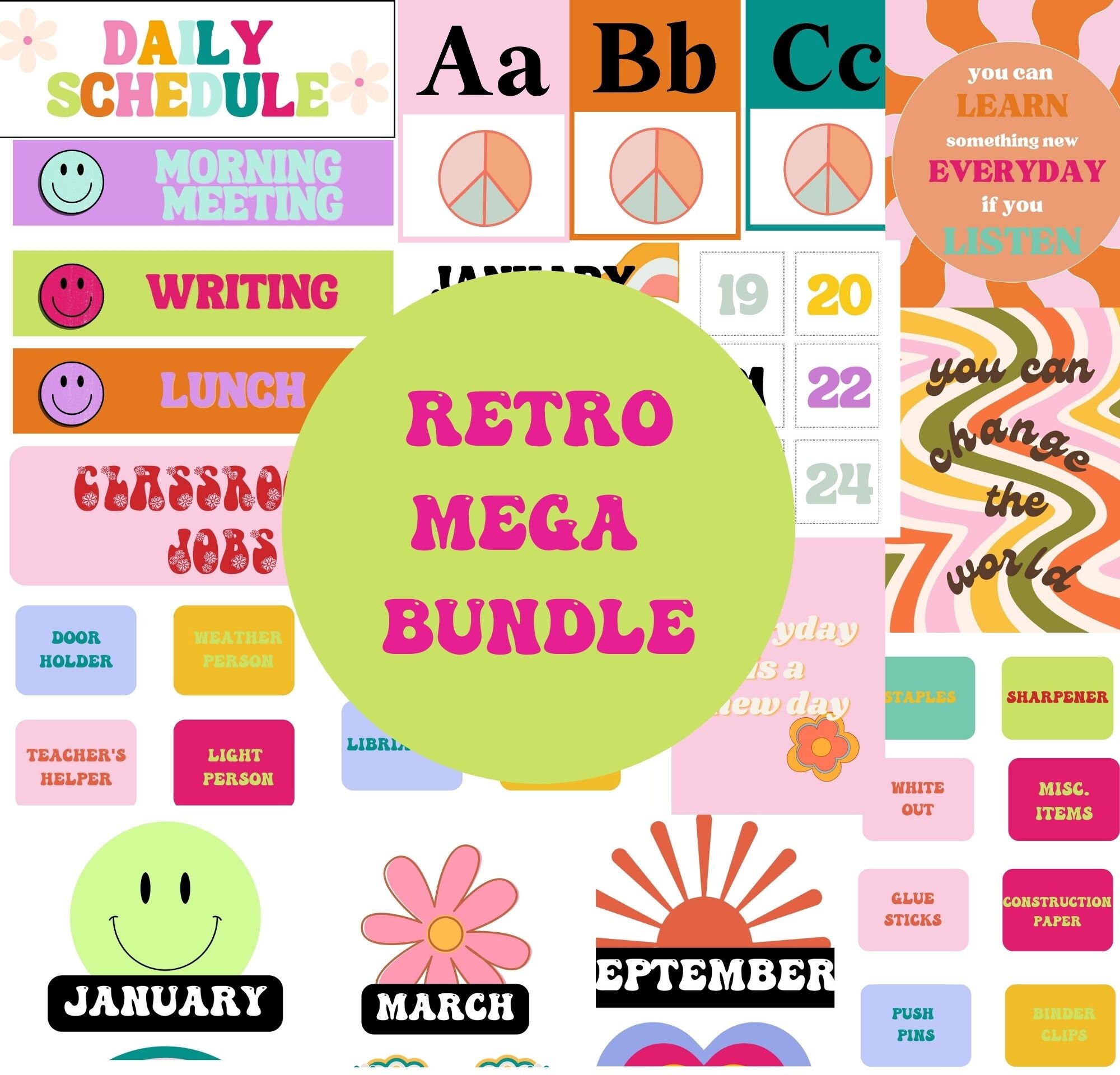 RETRO Classroom Decor Bundle | Retro Classroom Decor | Retro Printable ...