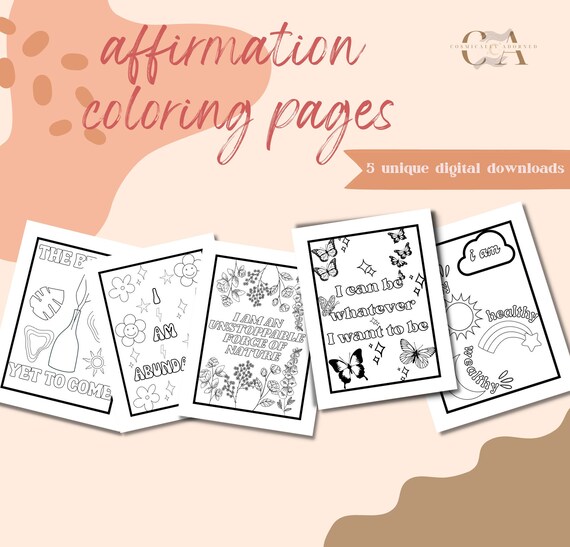 Affirmation Digital Coloring Pages Printable Coloring Pages - Etsy