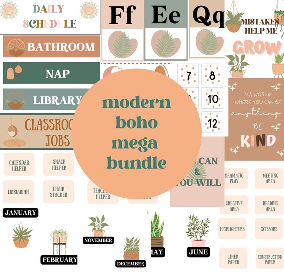 Modern Boho Classroom Bundle Boho Classroom Decor Boho - Etsy