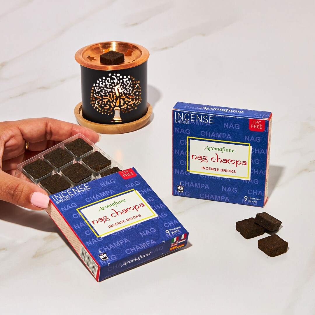 Nag Champa Incense Bricks & Tree of Life Incense Burner by Aromafume | Floral Incense Bricks ...