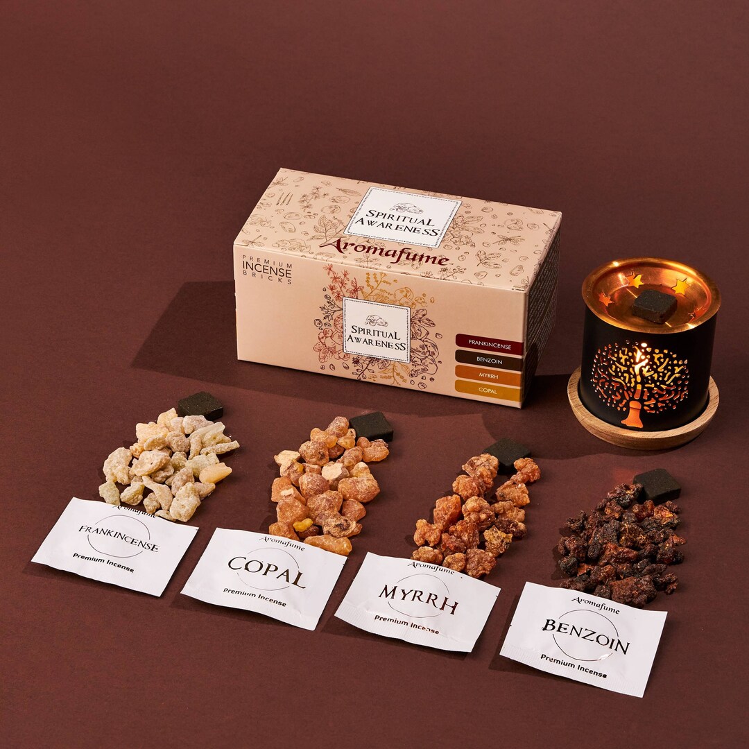 Spiritual Awareness Incense Bricks Gift Set With Incense Burner ...