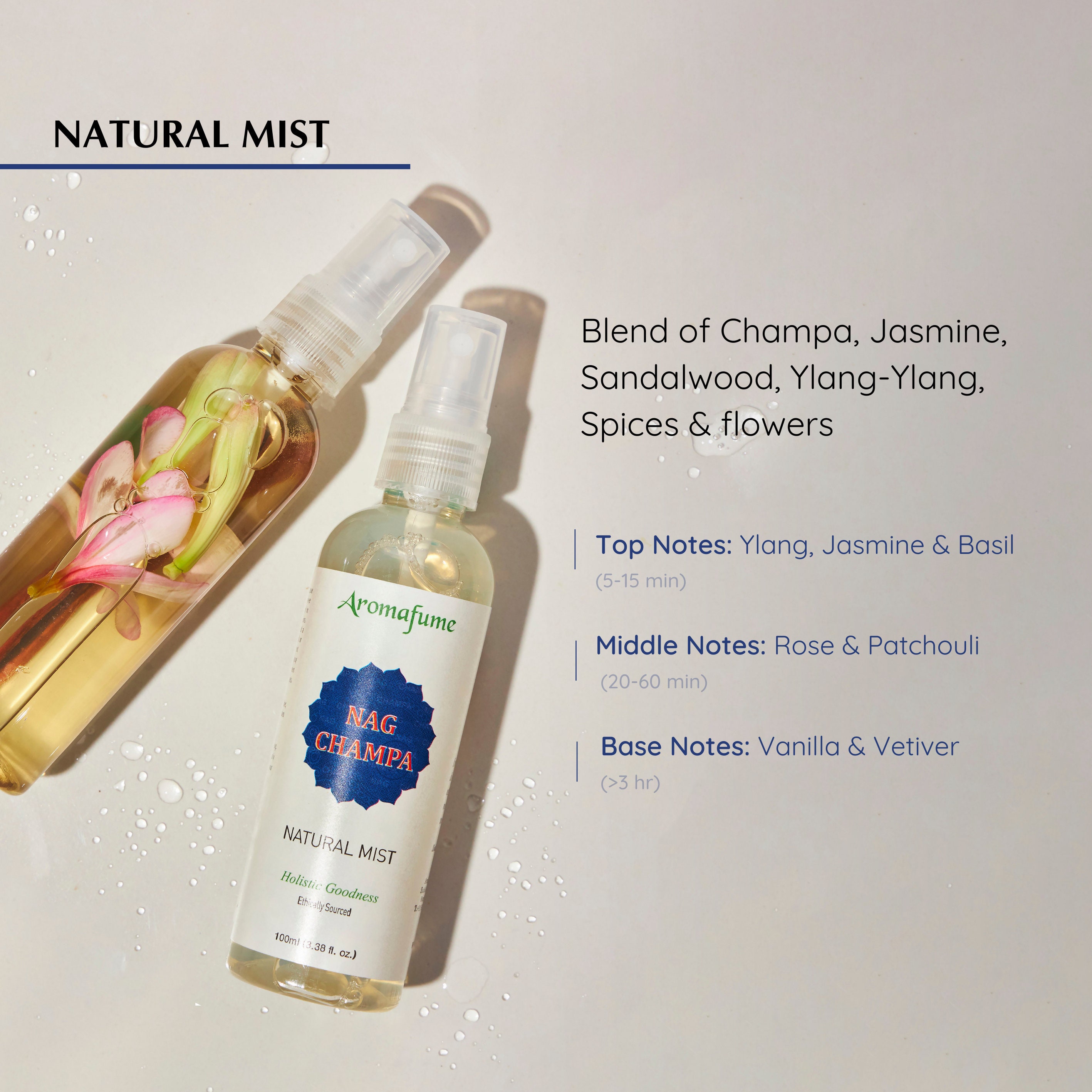 Nag Champa Natural Mist Spray by Aromafume Made With Fresh Jasmine ...