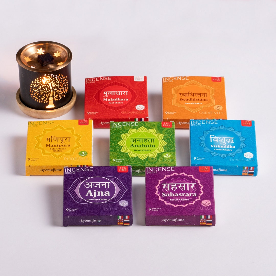 7 Chakra Smokeless Incense Brick Set | 7 Trays With 9 Bricks + Tree of ...