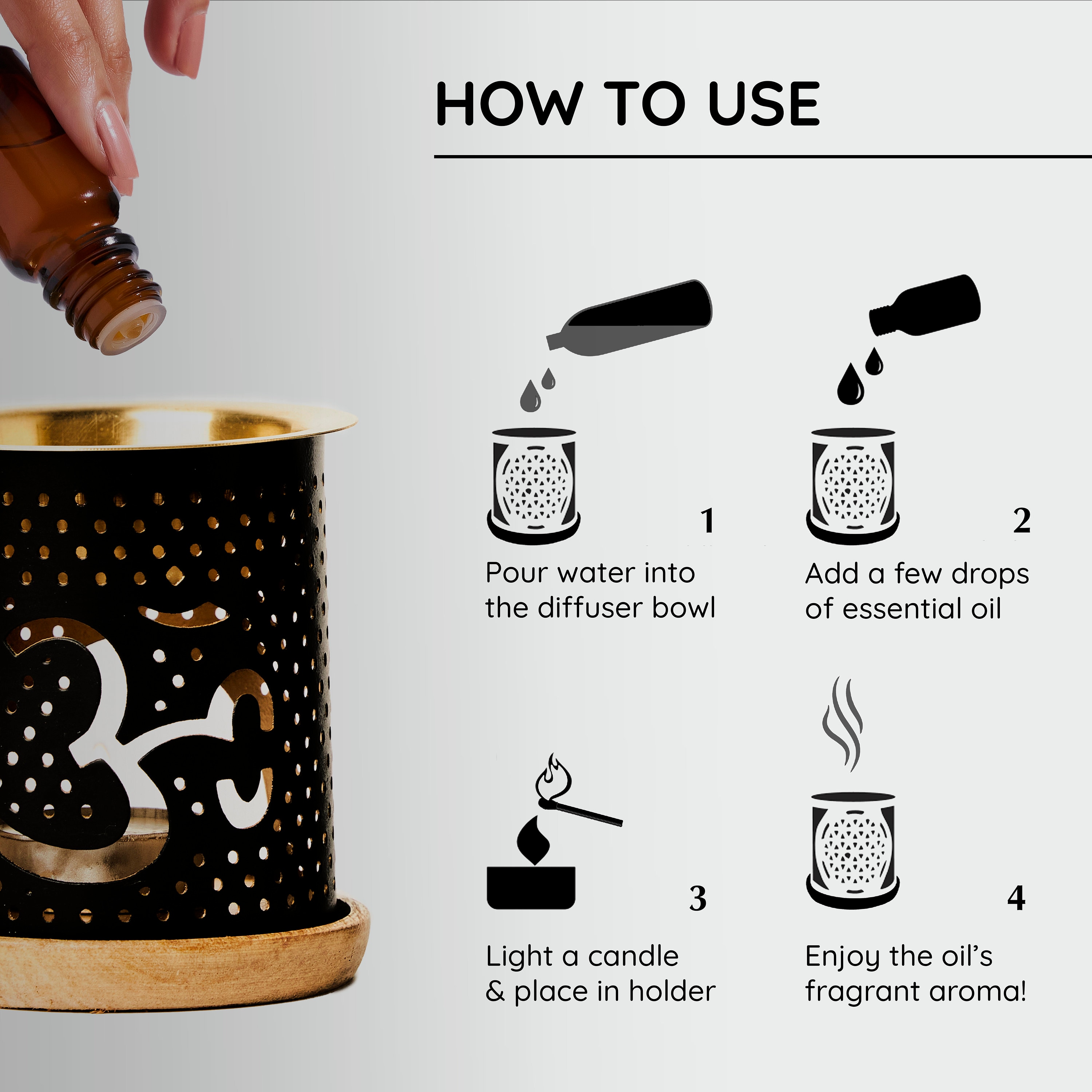 Aromafume Om Essential Oil Burner | Oil Diffuser With Candle | Comes ...