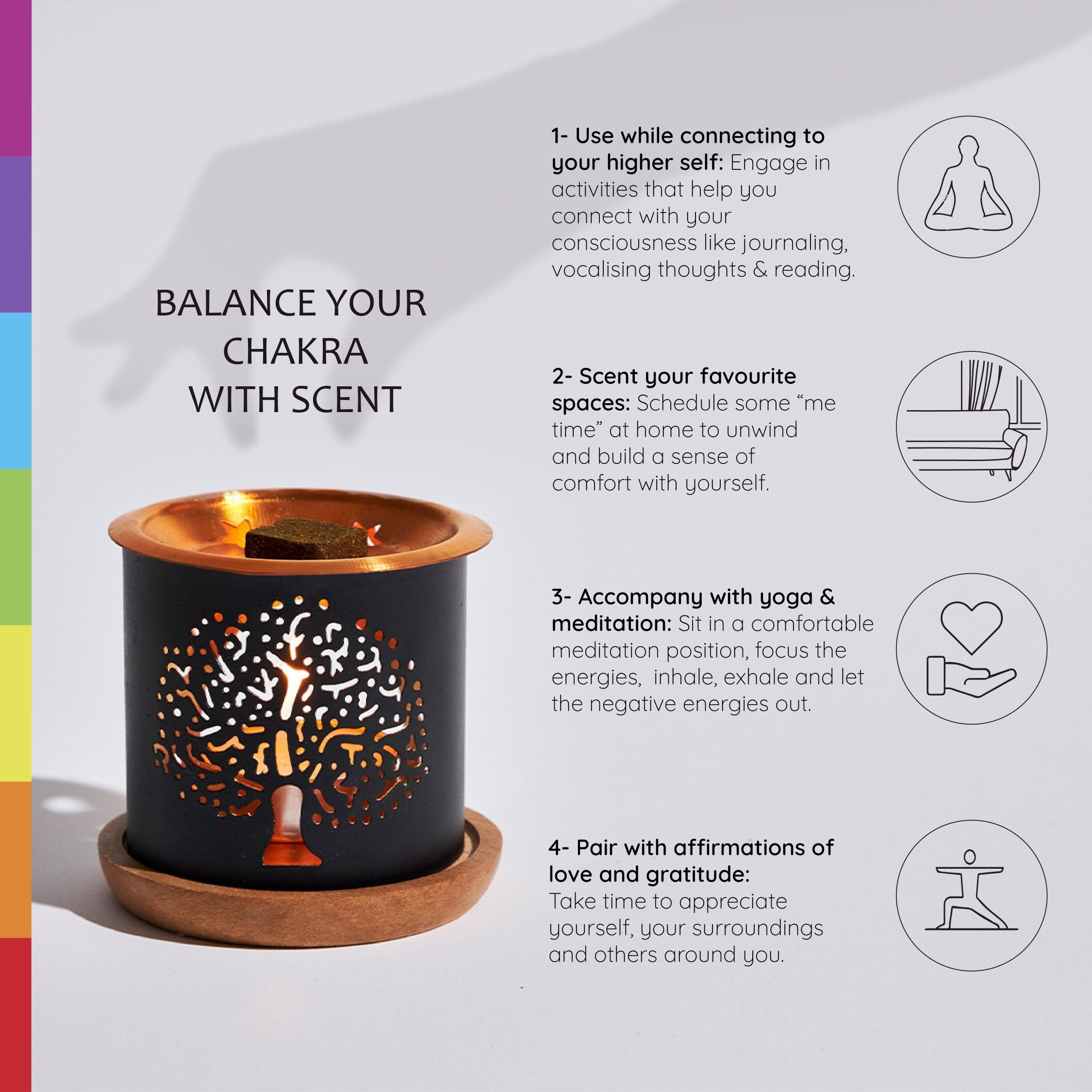 7 Chakra Smokeless Incense Brick Set | 14 Bricks + Tree of Life Burner ...