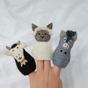 Felt Farm Animal Finger Puppets, Goat, Sheep, Turkey, Pig, Donkey, Felt ...