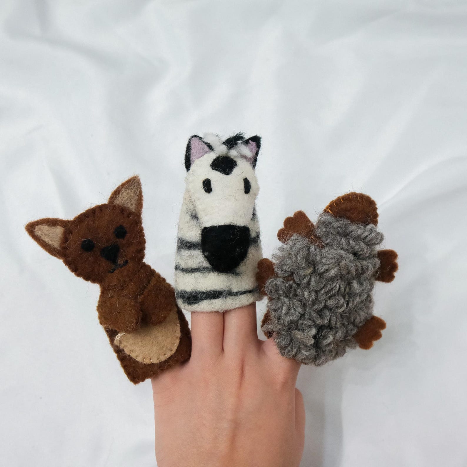 Safari Animal Felted Finger Puppet, Jungle Animal Finger Puppet ...