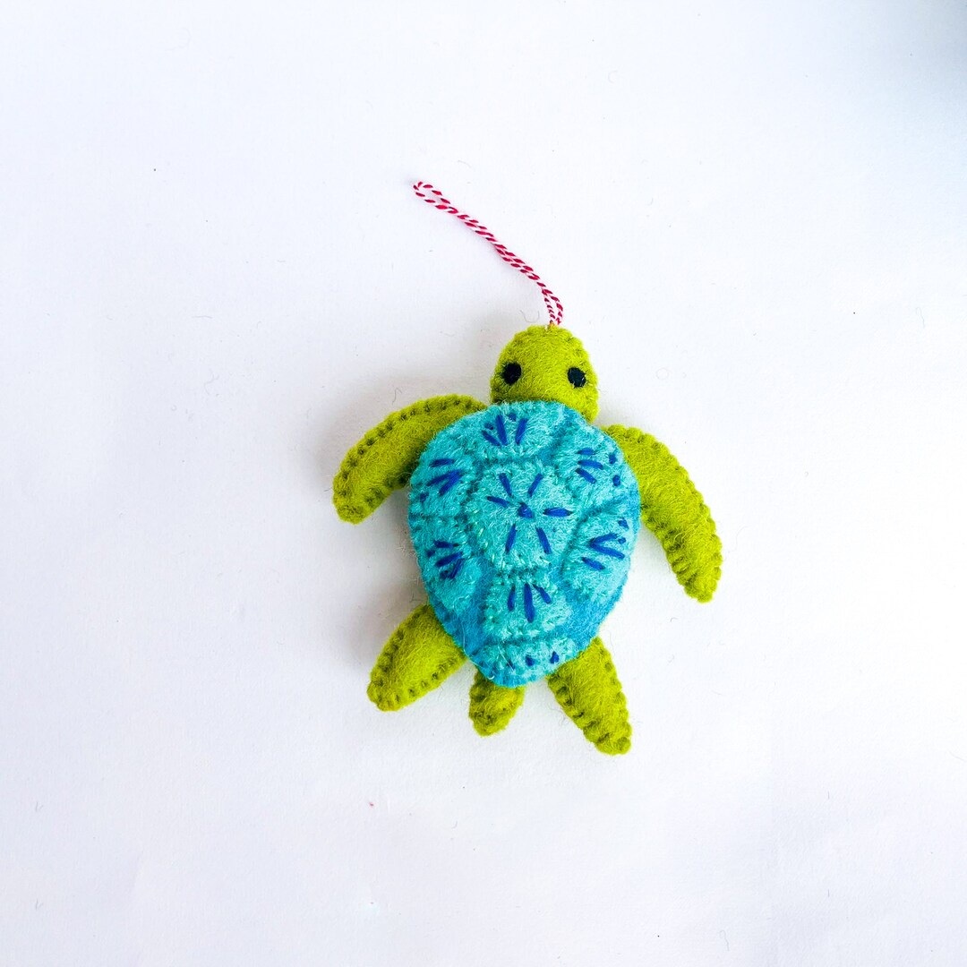 Felt Turtle Ornament, Needle Felted Turtle, Handmade Felt Turtle, Sea ...