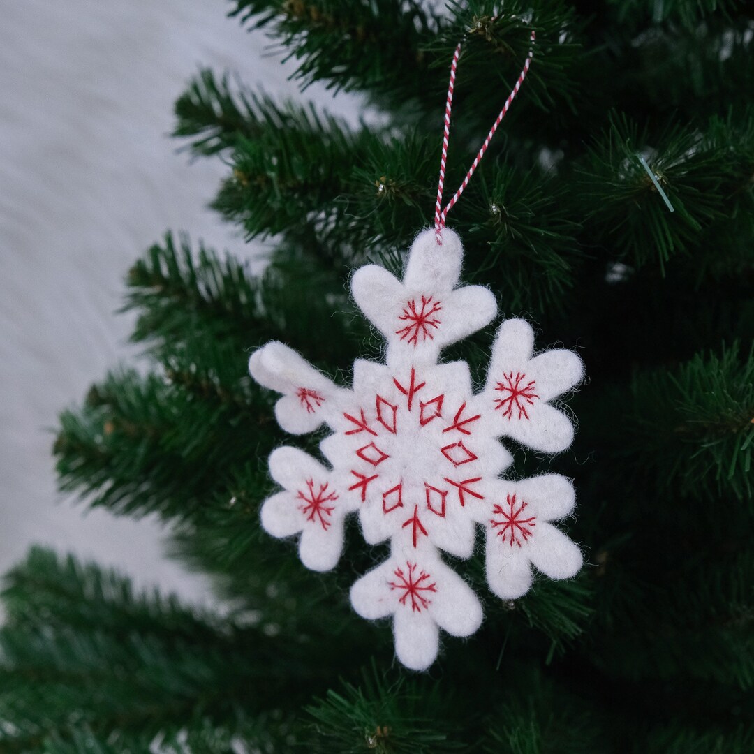 Felt White Snow Flake Christmas Decoration, Felt Wool Shape, Tree ...