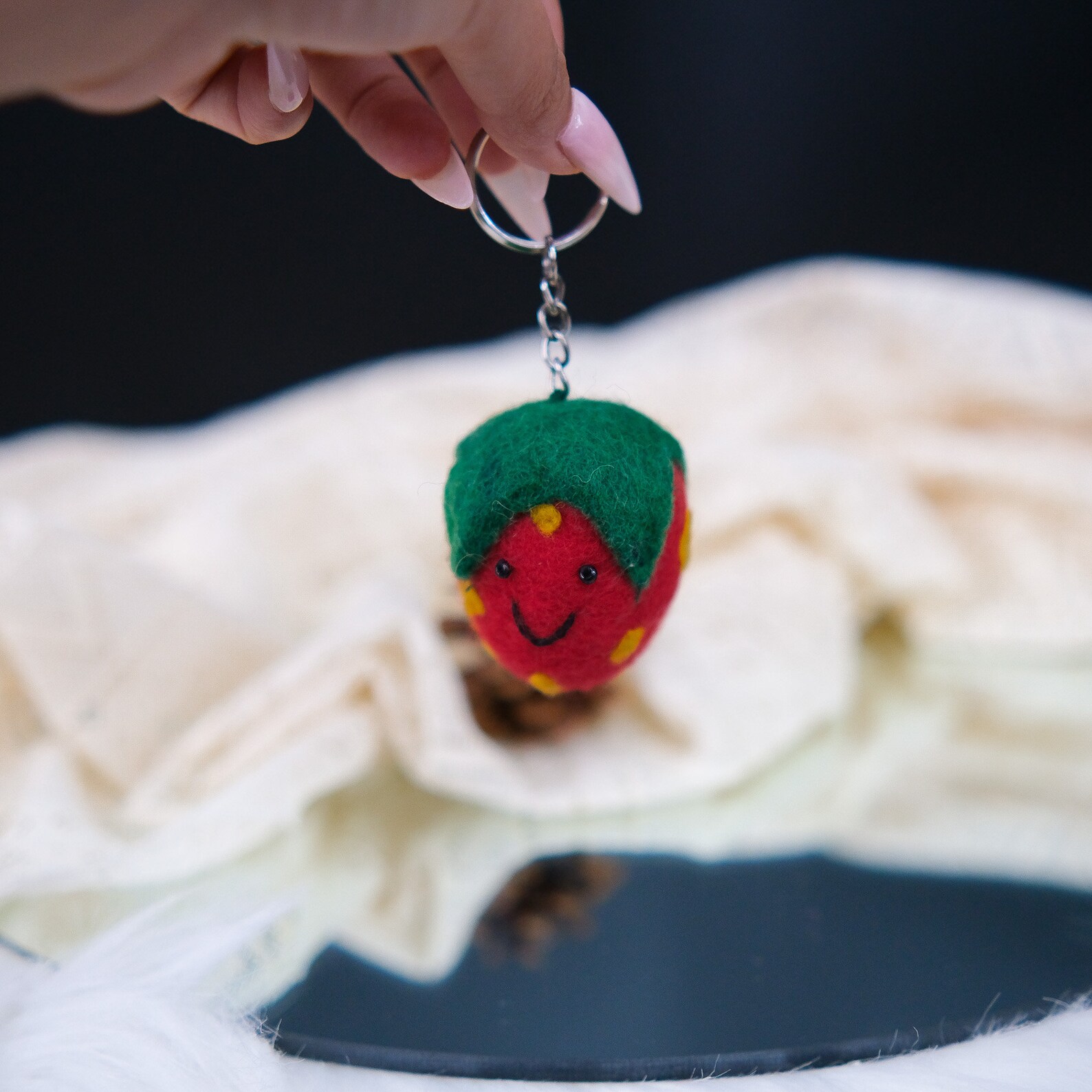 Felt Fruits Keychain, Fruits Themed Decorations, Wool Felted Apple ...