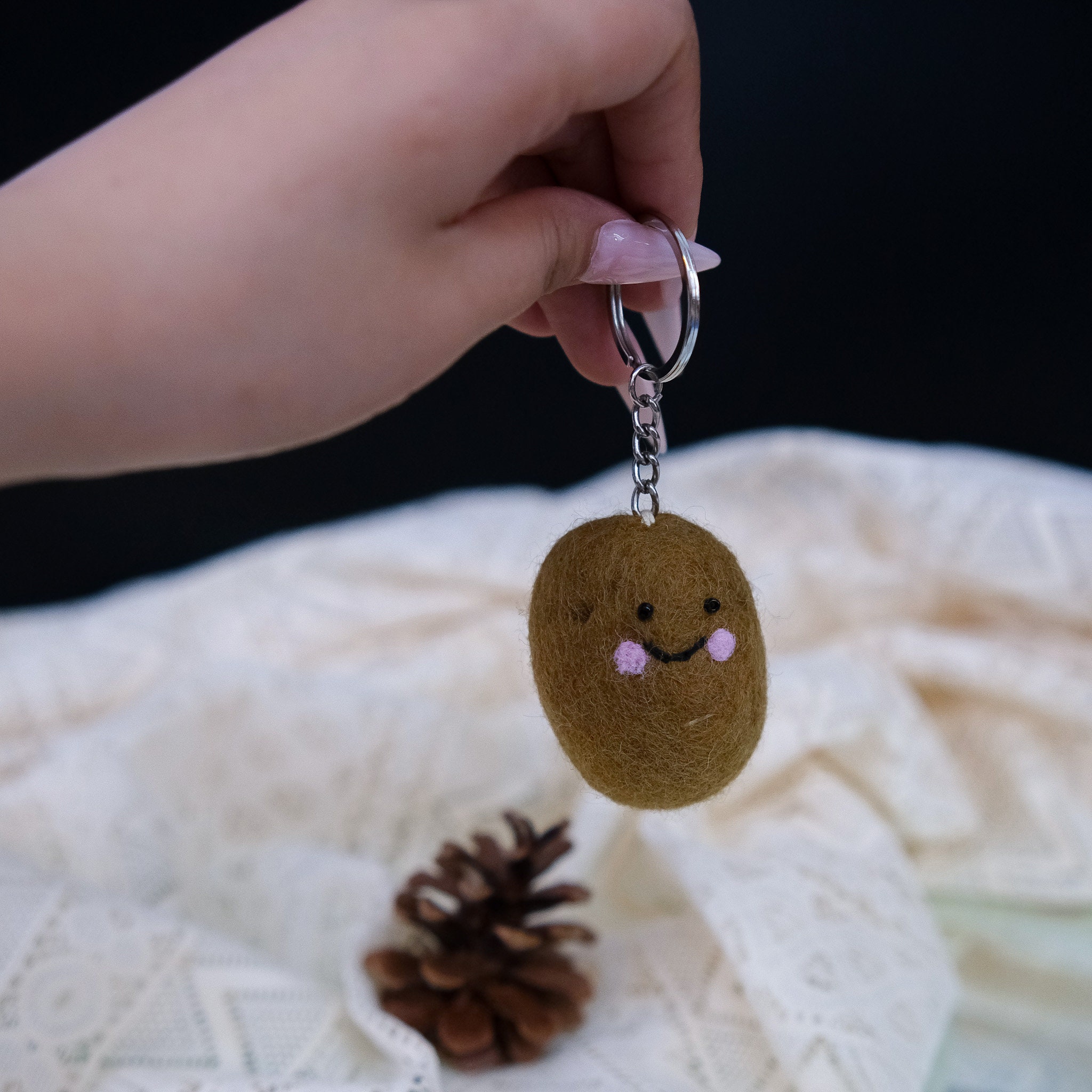 Felt Fruits Keychain, Fruits Themed Decorations, Wool Felted Apple ...