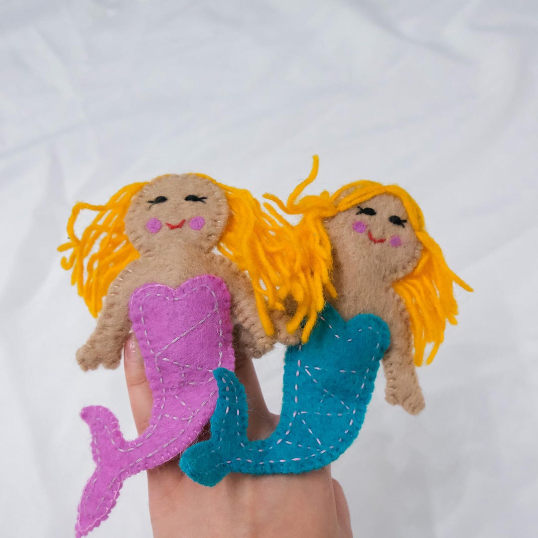 Felt Mermaid Finger Puppet, Imaginative Play Toys, Handmade Felted ...