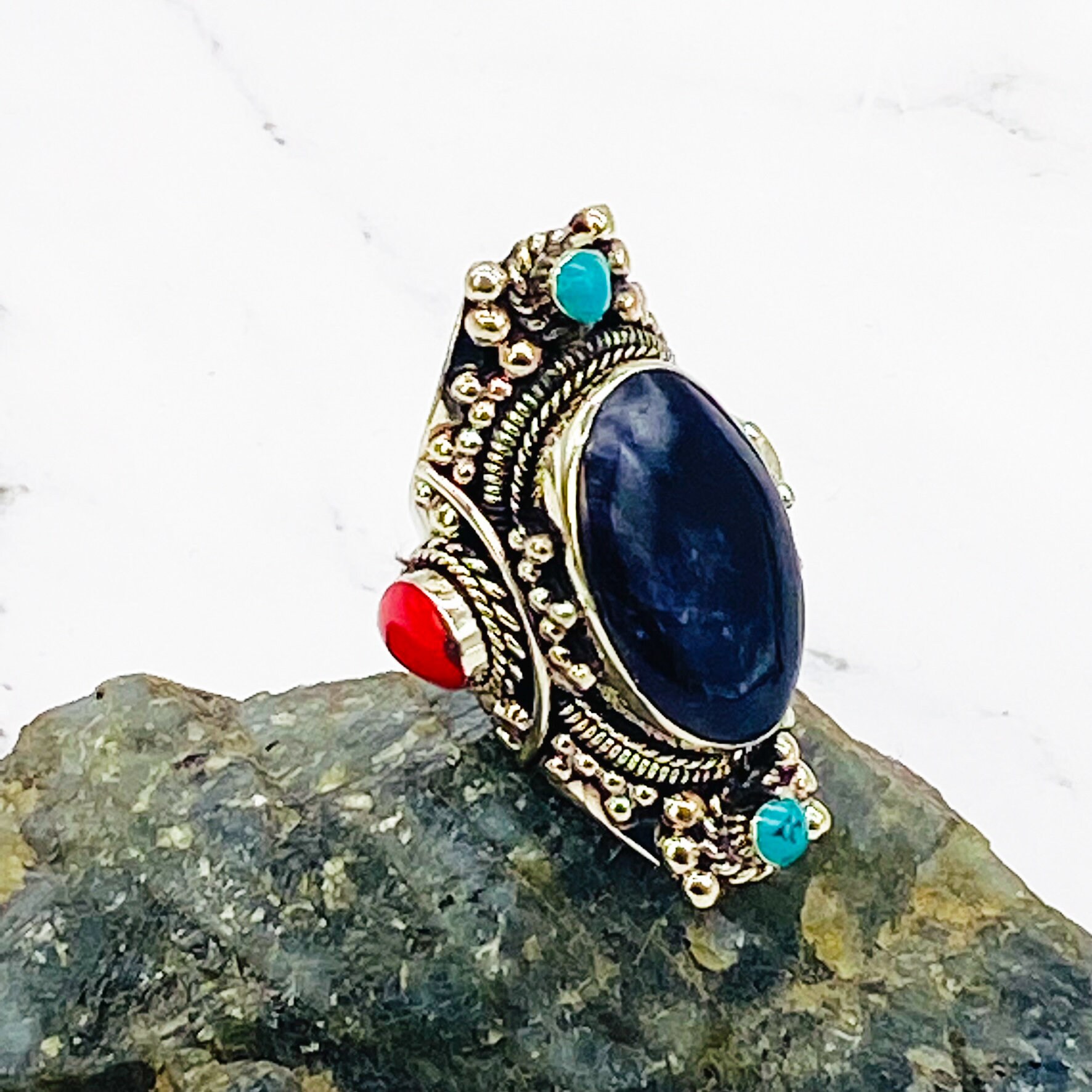 Stone Silver Rings, Natural Stone Rings, Handmade Silver Stone Rings ...