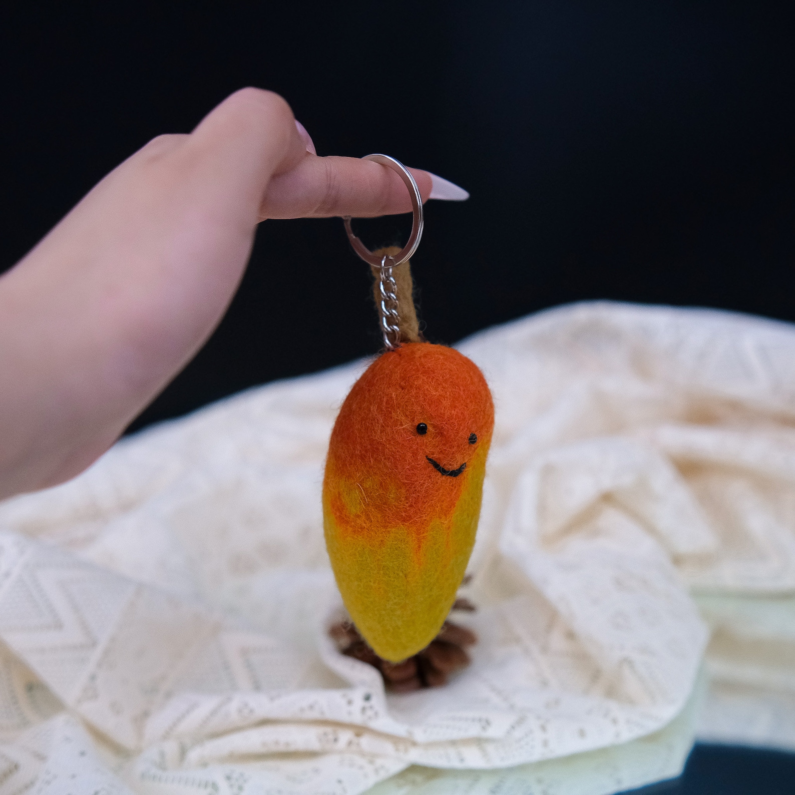 Felt Fruits Keychain, Fruits Themed Decorations, Wool Felted Apple ...
