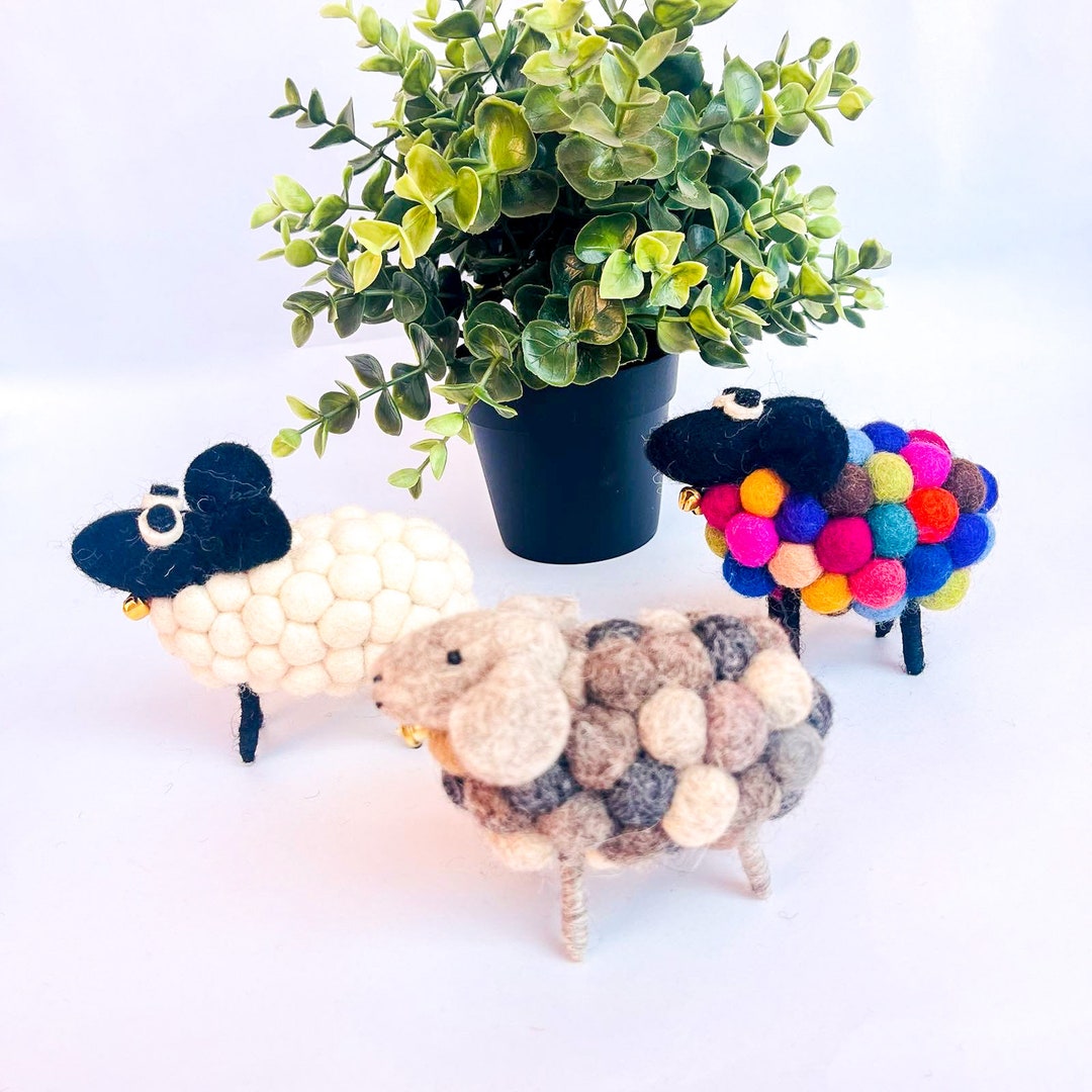 Felt Ball Sheep, Handmade Felt Sheep, Eco Friendly Sheep, Home Decor ...