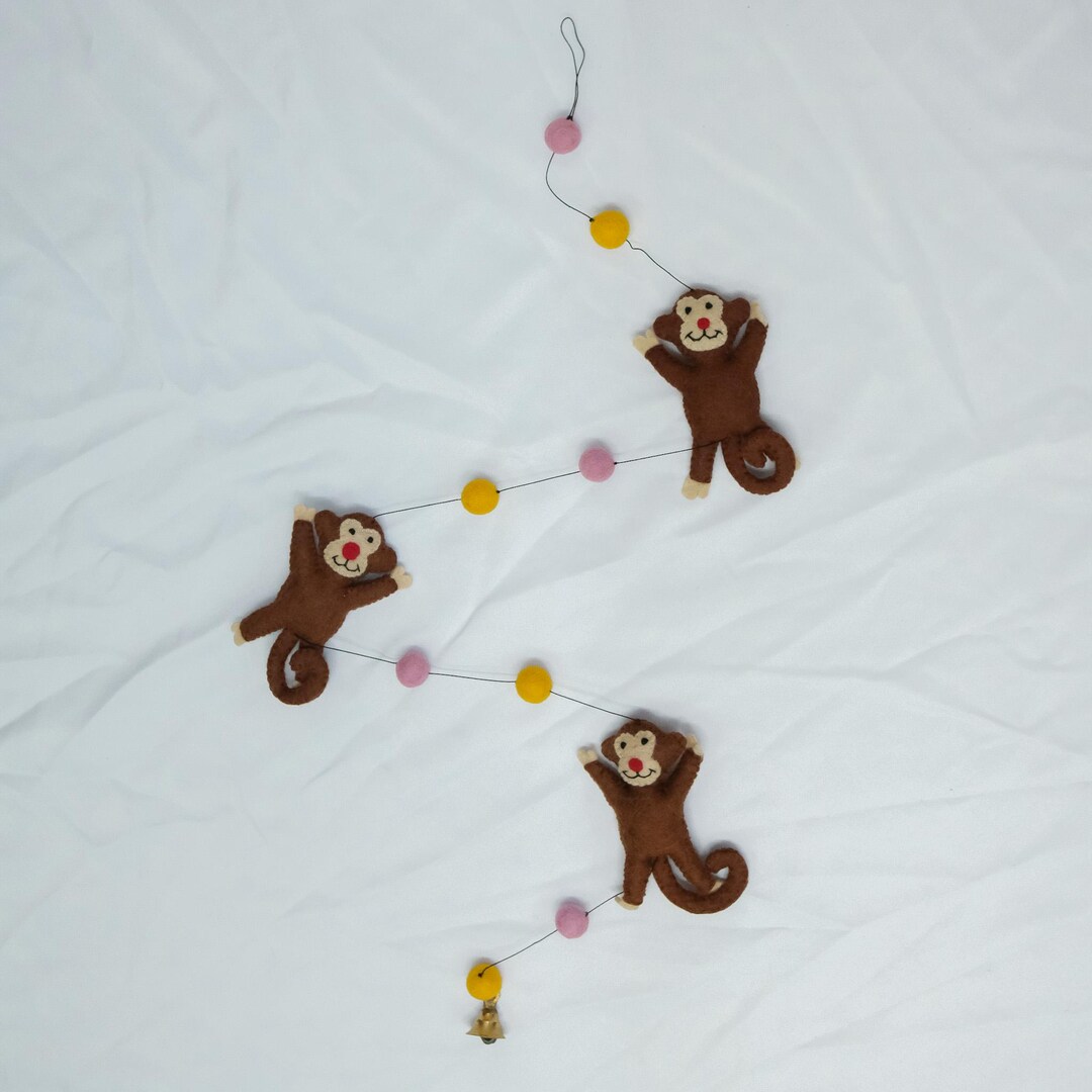 Felt Stuffed Monkey Garland, Nursery Decoration, Party Accessories ...